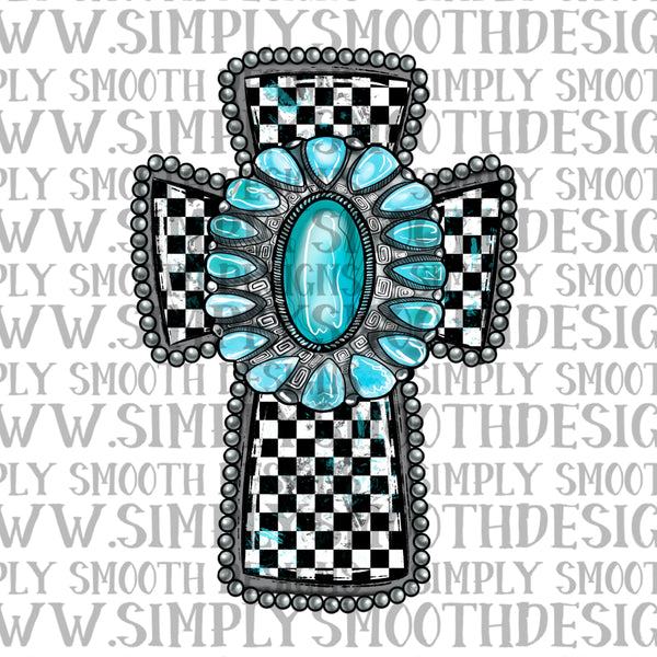 Southern Cross Checkered Turquoise – Simply Smooth Designs